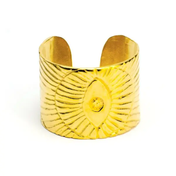 LEXI JEWELRY Sunray Evil Eye Adjustable Ring - Gold