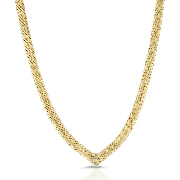 GLAMROCKS JEWELRY Cz Chevron Herringbone Necklace - Gold