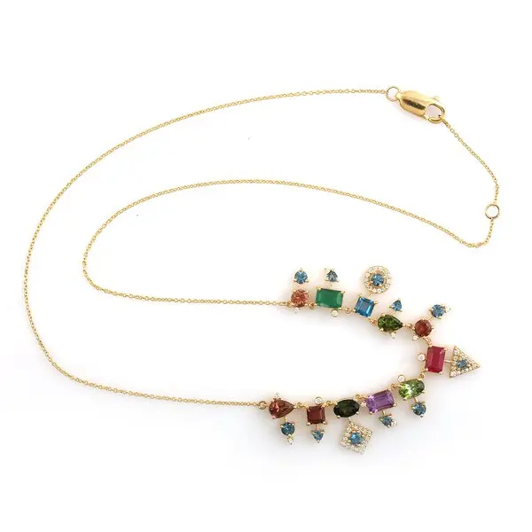 ARTISAN 18k Yellow Multi Gemstone And Diamond Necklace - Gold