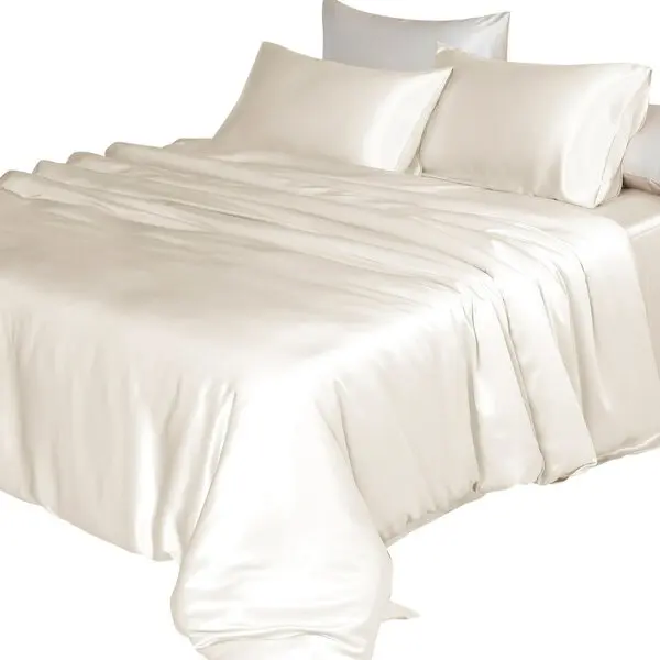 SOFT STROKES SILK Pure Mulberry Silk Duvet Cover King Ivory - White