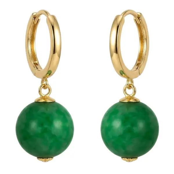 SEREE Nadene Jade Drop Earrings - Green
