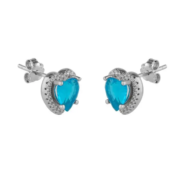 SPERO LONDON Blue Heart Of Ocean Stud Earrings - Blue/silver