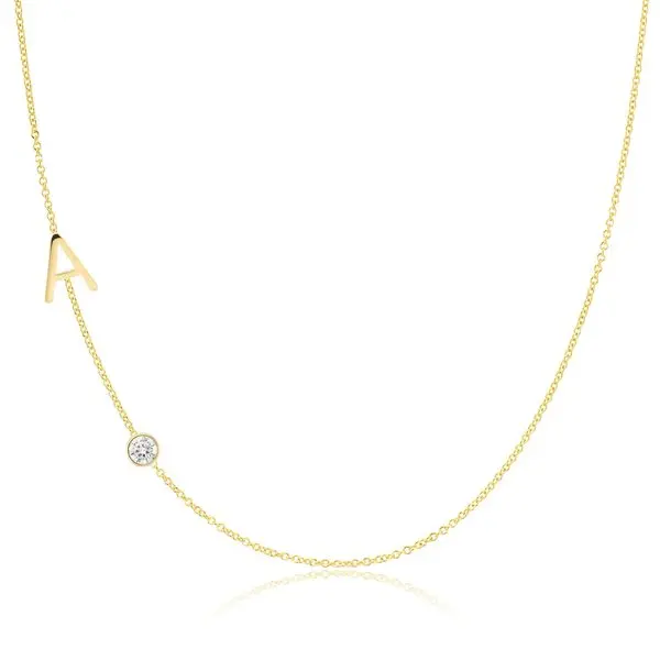 Maya Brenner Designs 18k Yellow Monogram Necklace With Diamond - Gold