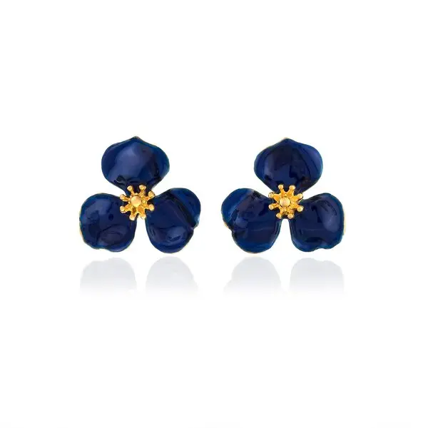 MILOU JEWELRY Navy Bloom Flower Earrings - Blue