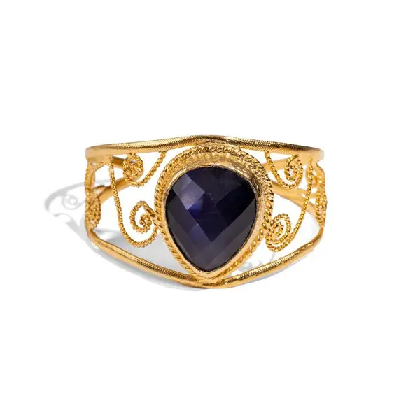 EBRU JEWELRY Gold Plated Cuff Bracelet - Gold/blue