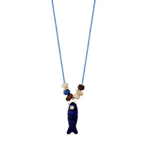 HANNAH B. JEWELRY Long Fish Charm Necklace - Blue
