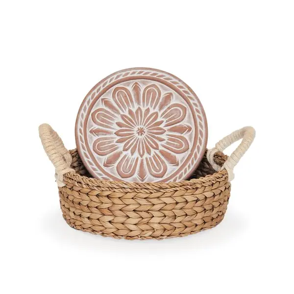 KORISSA Bread Warmer & Basket Vintage Flower - Brown