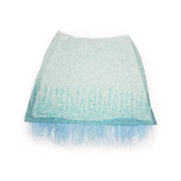 FORMULA S7 Embroidered Mini Skirt With Feather Trim