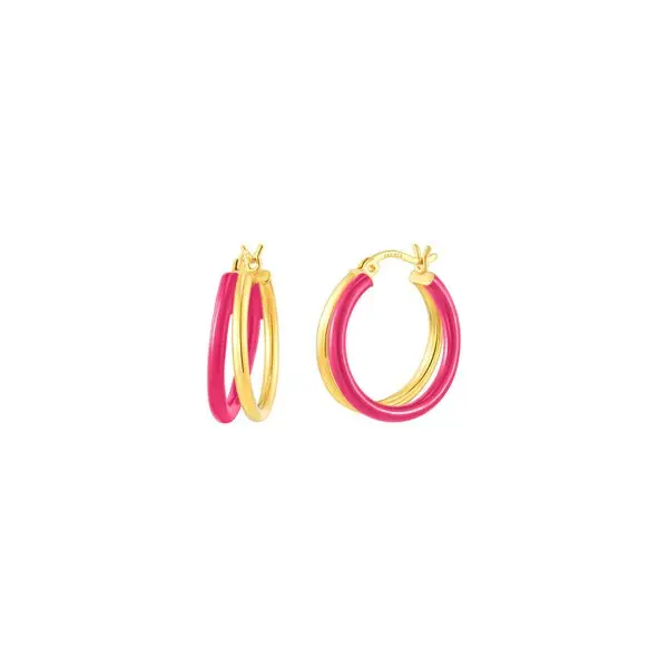 GOLD & HONEY Double Hoop Earrings - Gold/pink
