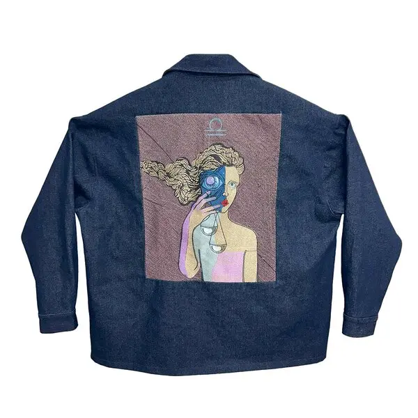 ZASTASTUDIO Libra Zodiac Embroidered Denim Jacket
