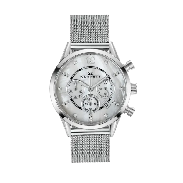 KENNETT WATCHES & ACCESSORIES Kennett Lady Savro Chronograph Watch With Mesh Strap - White