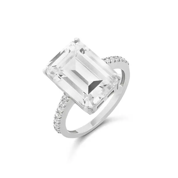 SHYMI Emerald Cut Statement Ring - Silver