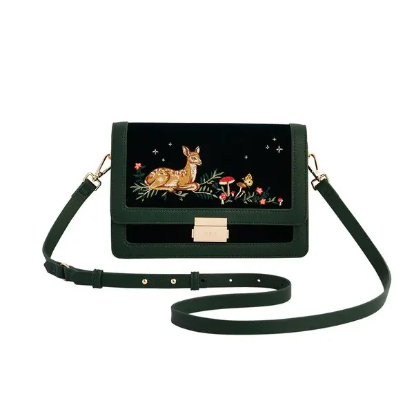 FABLE ENGLAND Fawn Embroidered Crossbody Bag - Green
