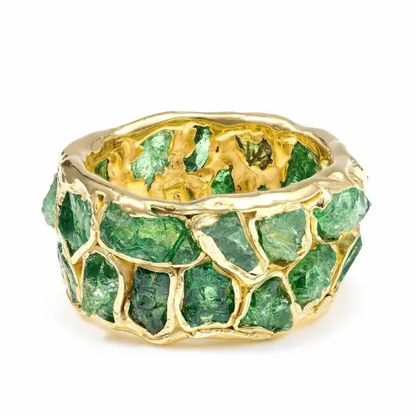 GERMAN KABIRSKI Viridi Ring With Tsavorite And Gold Plated Silver - Gold/green