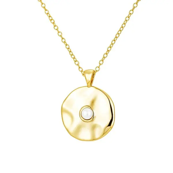 NAZZAR Hammered Coin Pendant Necklace - Gold/white