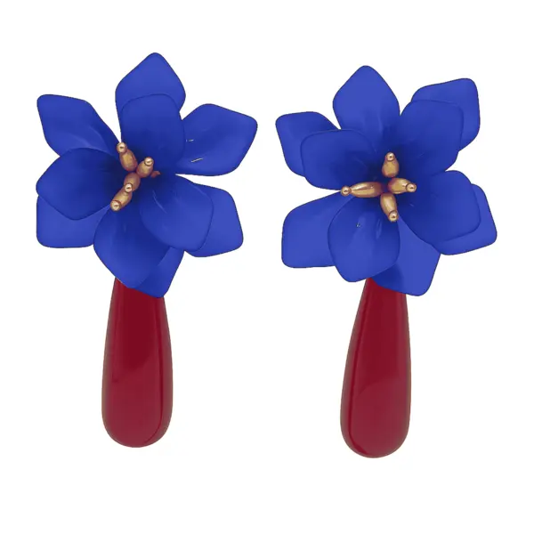 MICHAEL NASH JEWELRY Flora Resin Drop Clip Earrings - Blue/brown