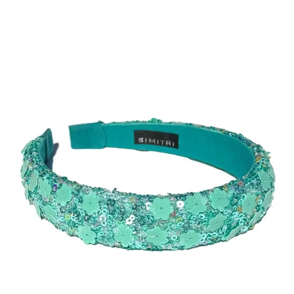 SIMITRI Embroidered Sequin Headband - Green