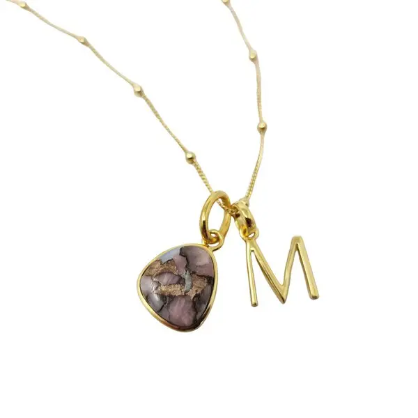 HARFI Gold Vermeil Opal Initial Pendant Necklace - Gold/yellow
