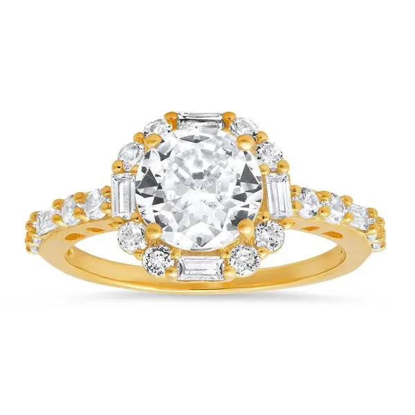KYLIE HARPER Round And Baguette-cut Halo Cz Ring - Gold