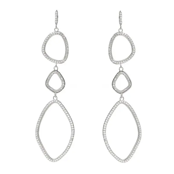 KAMARIA Organic Triple Shape Dangle Earrings - Silver