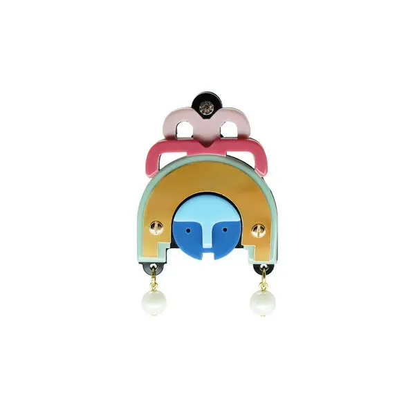 GISSA BICALHO Ixchel Acrylic Brooch - Blue