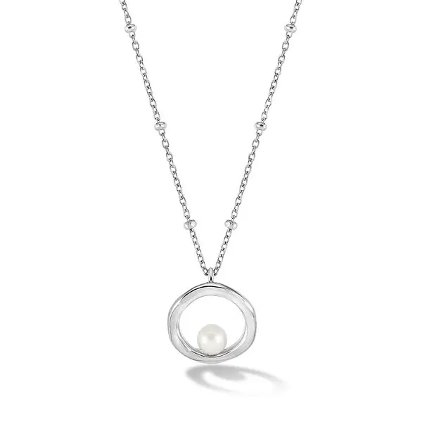 DOWER & HALL Open Circle Pearl Pendant Necklace - Silver