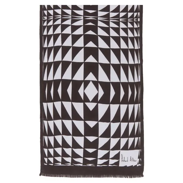 RICHARD ALLAN LONDON Silver / Brown Brown And Silver Prism Long Silk Scarf - Silver/brown