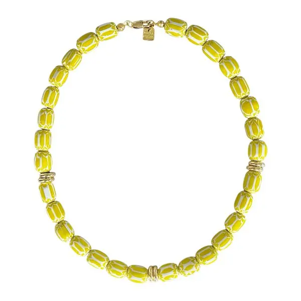 FIRERA ATELIER African Glass Bead Necklace - Yellow