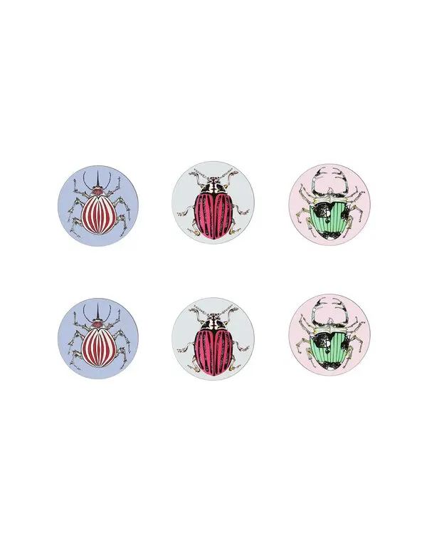 BELL HUTLEY Mixed Set Of Six Beetle Coasters - Black
