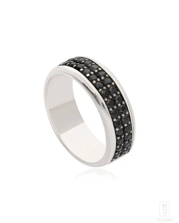 THE JEWELZ Essence Spinel Band Ring - Silver/black/white