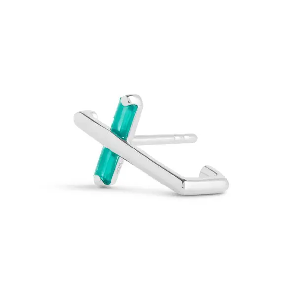 KASUN LONDON Angel Kiss Agate Stud Earring - Silver/green