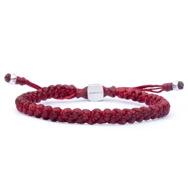 HARBOUR UK BRACELETS Chunky Rope Silver Bracelet - Red