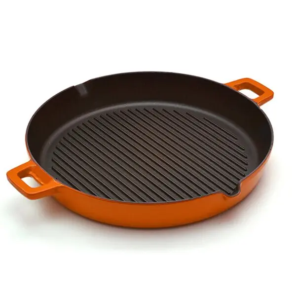 TURGLA HOME Cast Iron Grill Pan - Orange