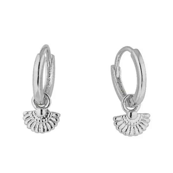 BERMUDA WATCH COMPANY Annie Apple Iris Fan Charm Huggie Hoop Earrings - Silver