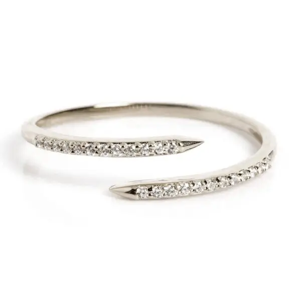 VICSTONENYC FINE JEWELRY Rolling Diamond Open Cuff Ring - White