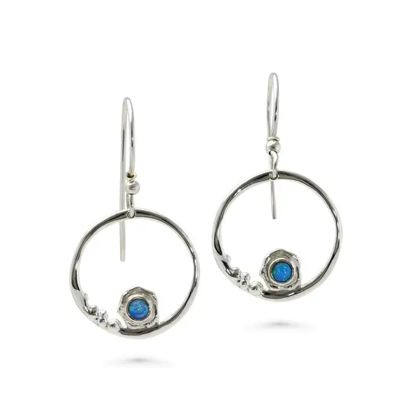 ISLA SILVER Silver Opal Drop Earrings - Blue/silver