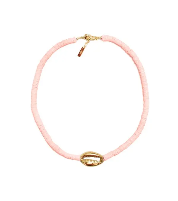 ADRIANA PAPPAS DESIGNS Heishi Shell Necklace - Pink/yellow
