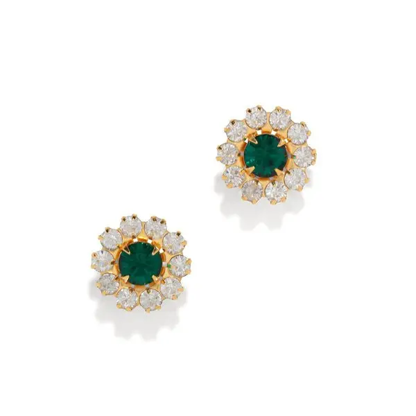 THE PINK REEF Tiny Emerald Stud Earrings - Green