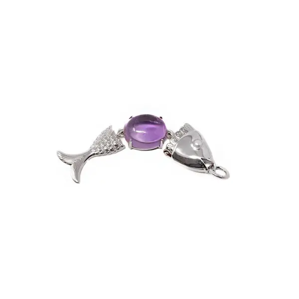 NASI SILVER Swimming Neshama Fish Pendant - Orange