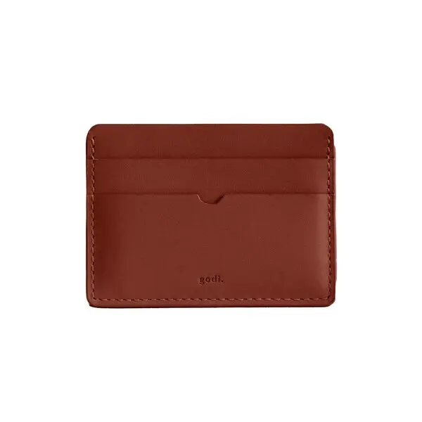 GODI. Handmade Leather Card Case Rust - Brown
