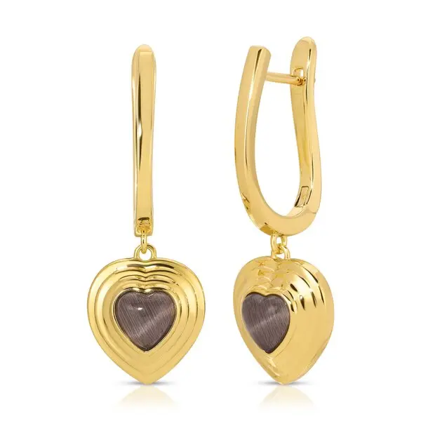 GLAMROCKS JEWELRY Heart Of Stone Hoop Earrings - Gold