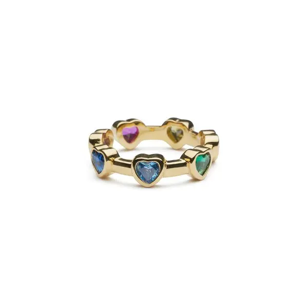 SHABELLA NYC Valentine Rainbow Gemstone Ring - Gold