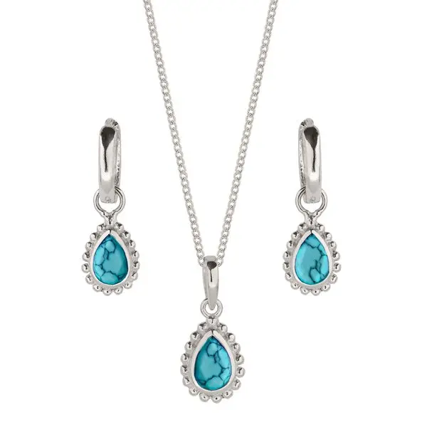 CHARLOTTE'S WEB JEWELLERY Sterling Silver Turquoise Necklace And Earring Set - Silver/blue