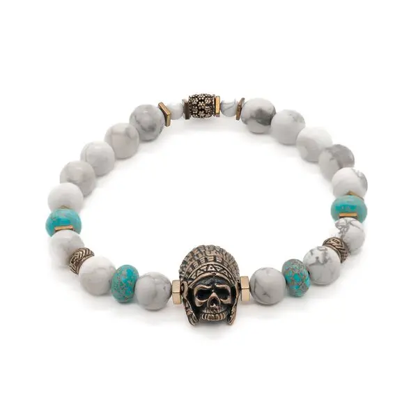 EBRU JEWELRY Beaded Indian Bracelet - Gold/blue/white