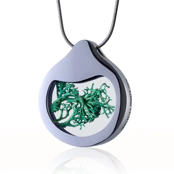 MY LITTLE NATURE Botanical Moss Pendant Necklace - Silver/green