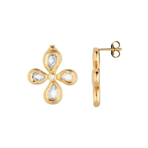 LULU B LONDON Large Teardrop Cross Stud Earrings - Gold