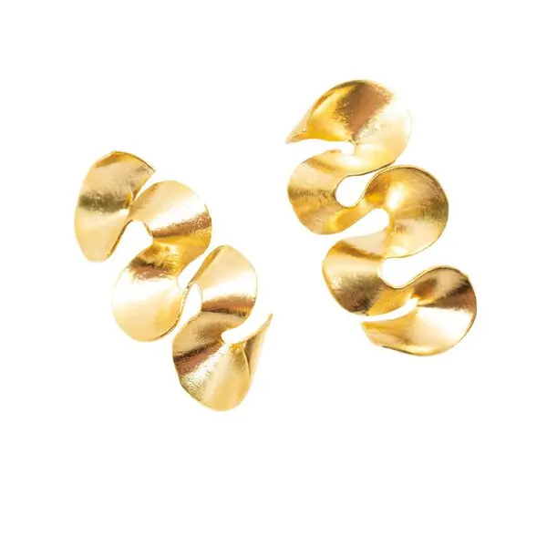 LES REINES Bosphorus Wave Statement Earrings - Gold