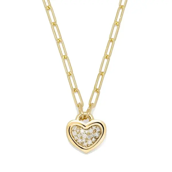 POTOSKA Link Heart Pave Short Necklace - Gold