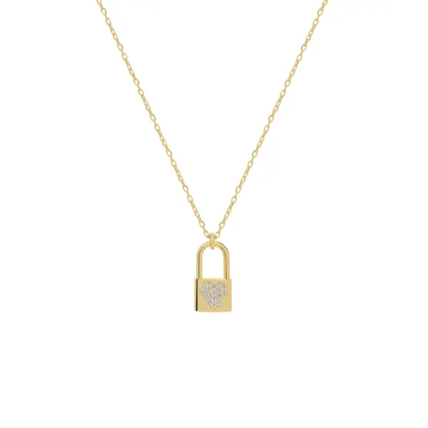 SPERO LONDON 14ct Solid Padlock Necklace - Gold