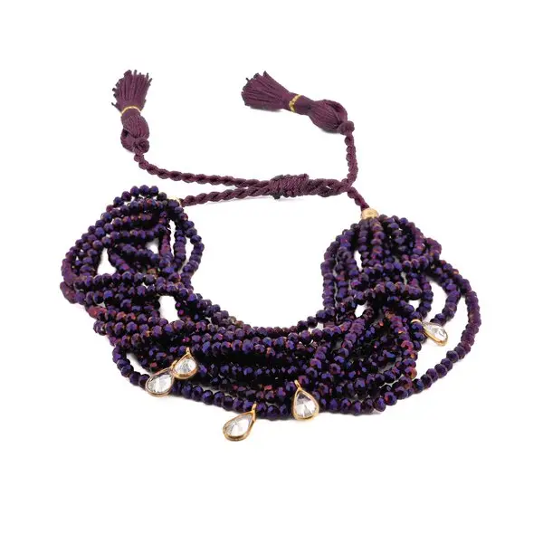 EBRU JEWELRY Crystal & Diamond Multi Strand Adjustable Bracelet - Purple